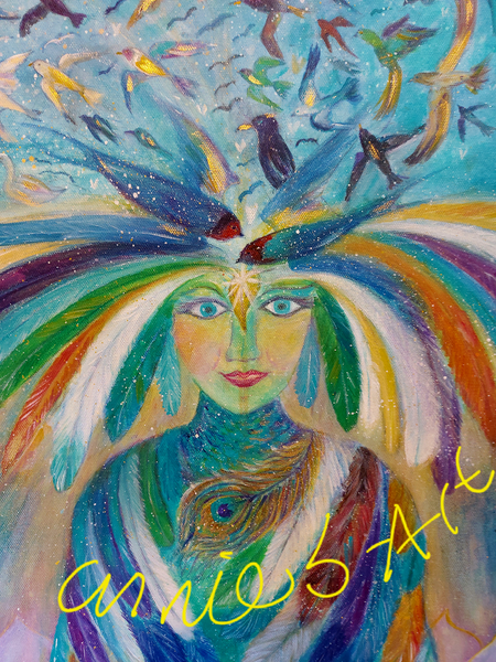 Goddess of the birds goddess of freedom - original painting – annieb-art